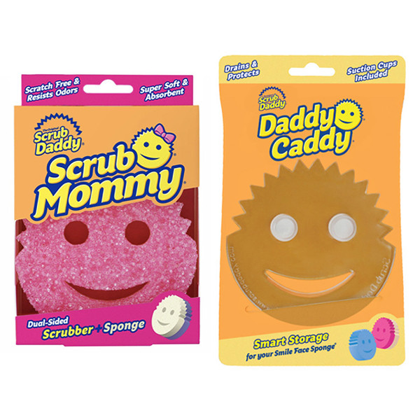 Scrub Daddy Scrub Mommy + Daddy Caddy Hållare för Scrub Daddy svampar | rosa 123ink.se